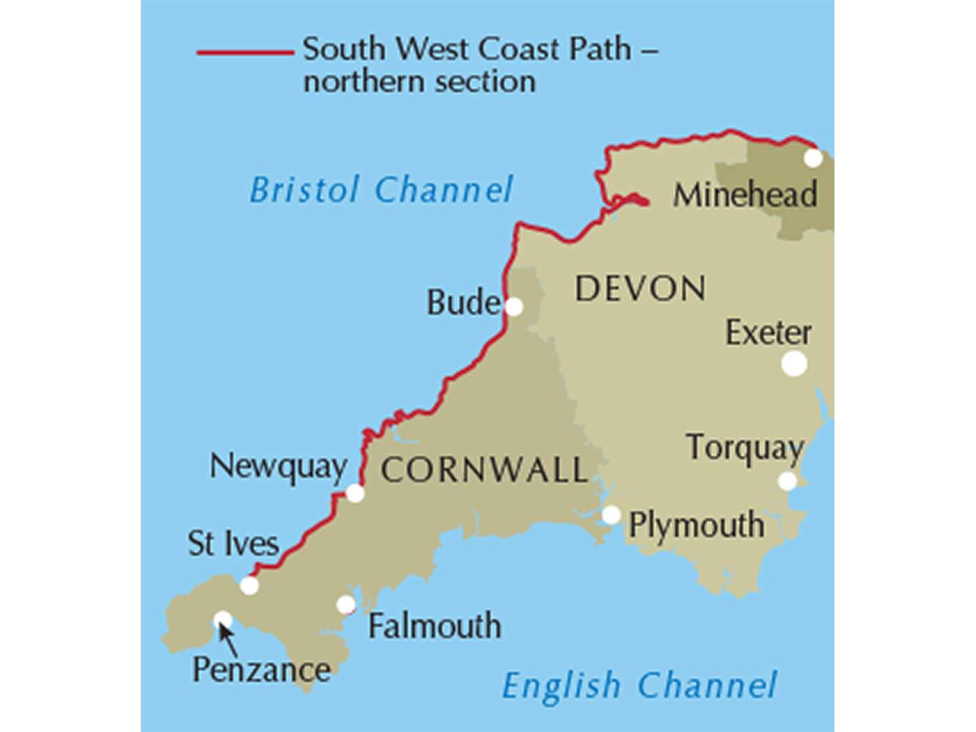 South West Coast Path Map (north) Minehead to St… | Cicerone Press